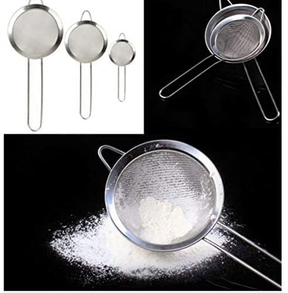 Set of 3 Stainless Steel Fine Mesh Strainers - Lightweight Kitchen ...