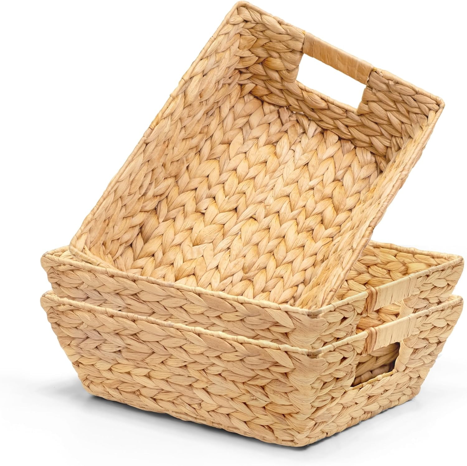 Set of 3 Trapezoid Wicker Baskets for Storage, Wicker Baskets for ...