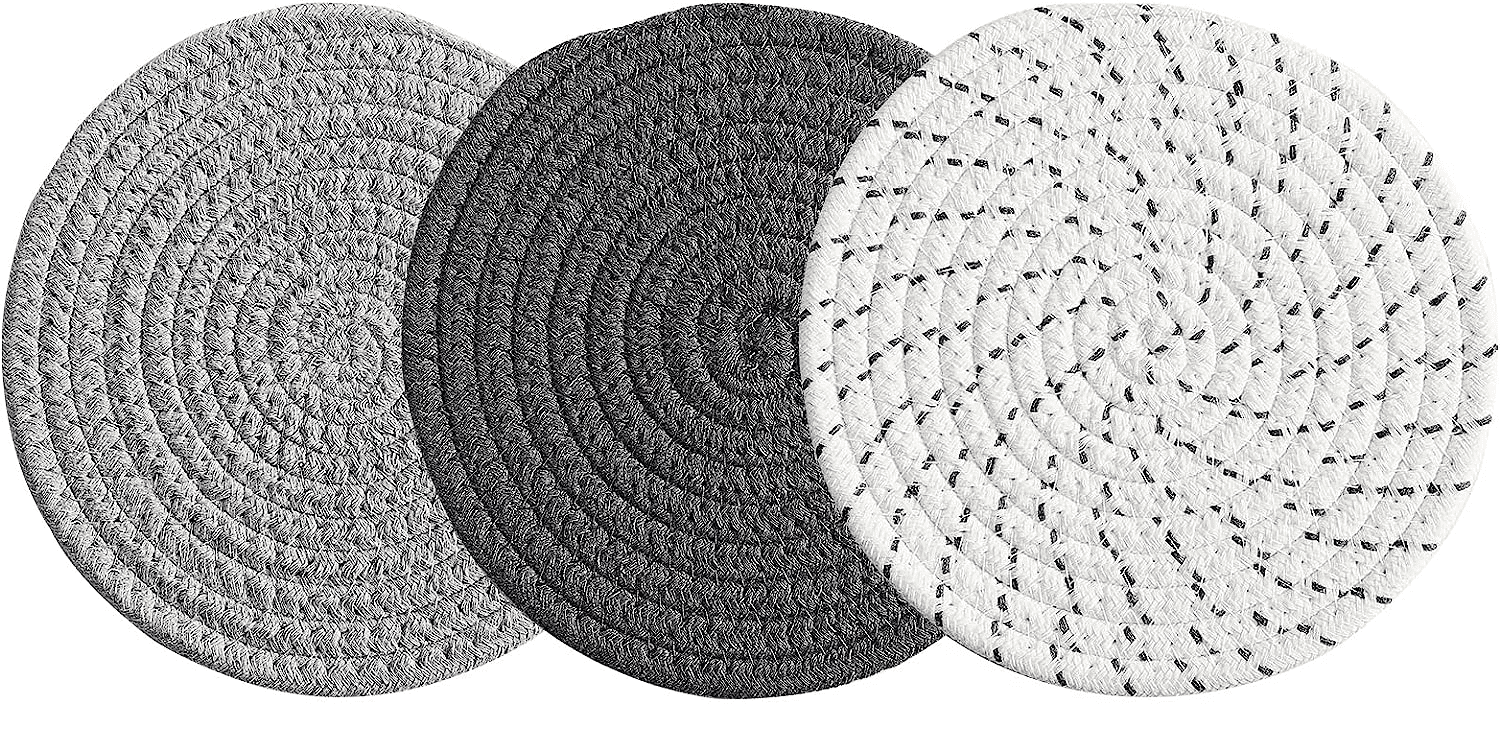 Set of 3 Trivets for Hot Dishes, Hot Pads, Pot Holders - Cotton Woven ...