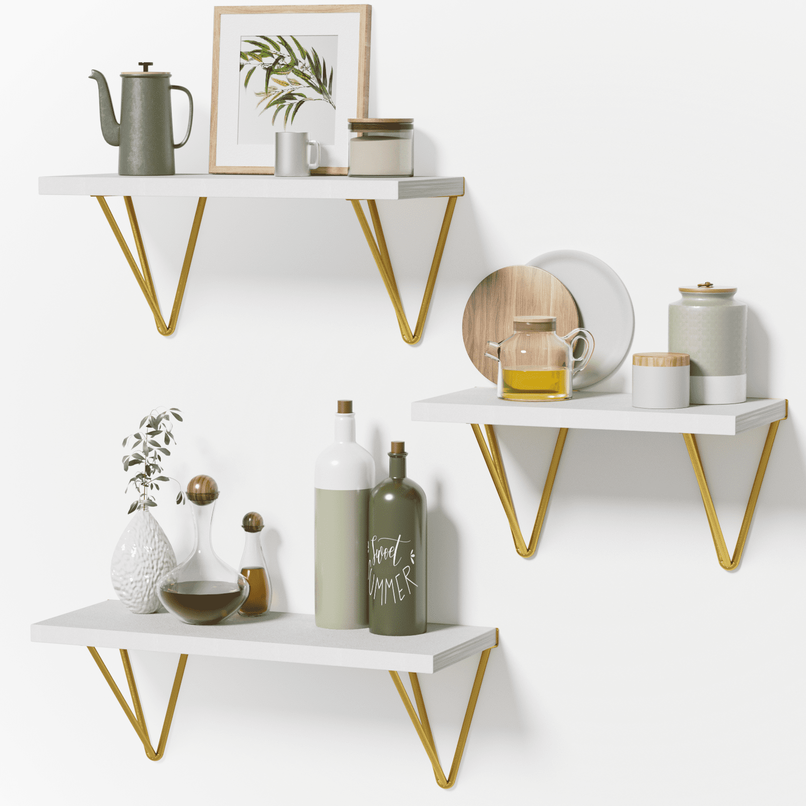 Danya B. Contemporary Two Level White Shelving System with White Wire ...