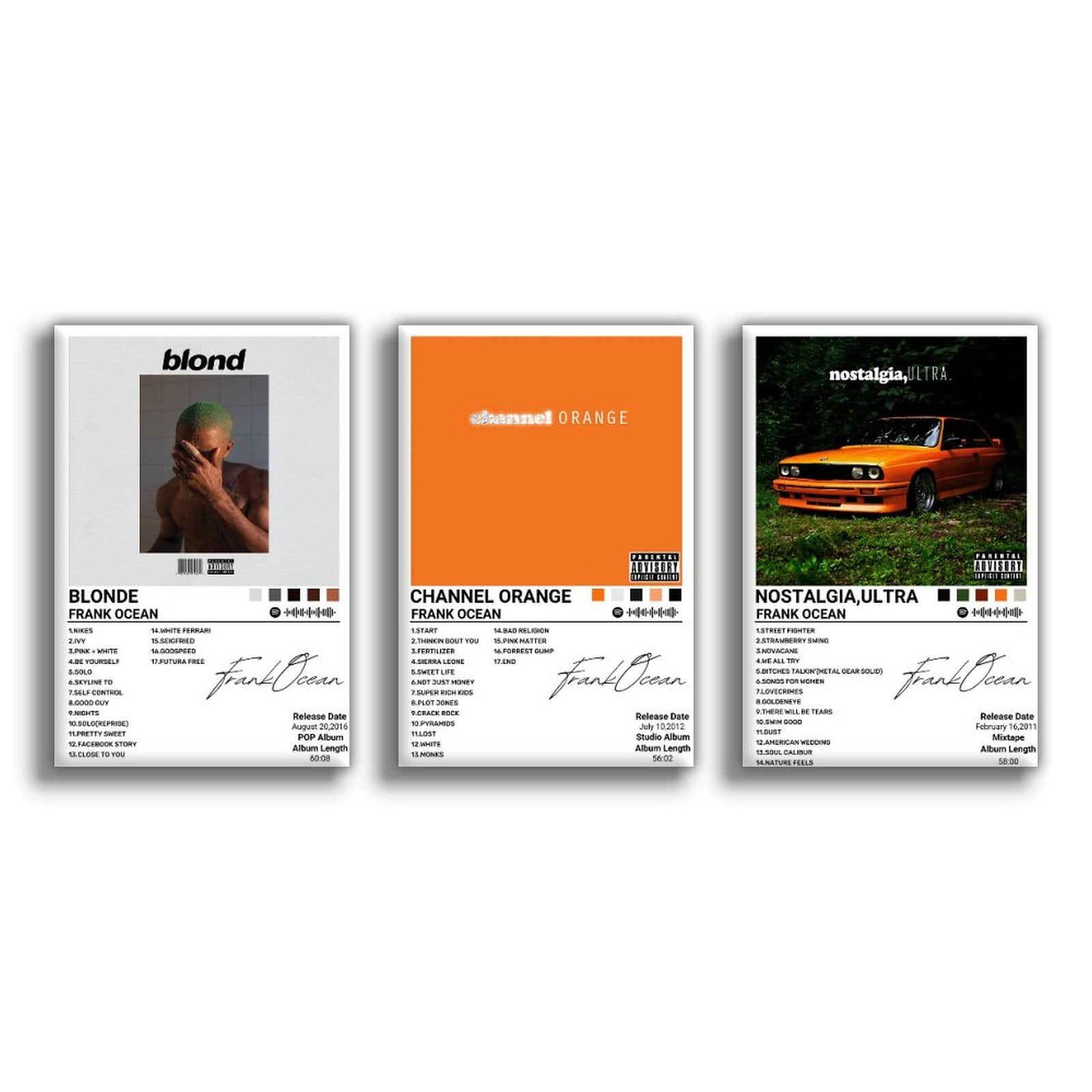A Set of 3 canvas posters,Frank Poster Ocean Blonde Poster Channel ...