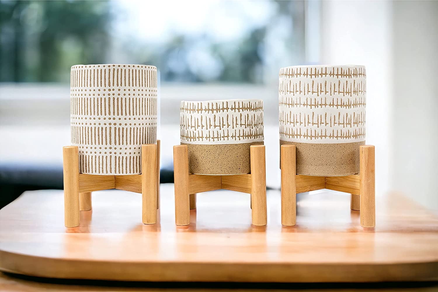 Set of 3 mini planters with stands | small plant pots with stands ...