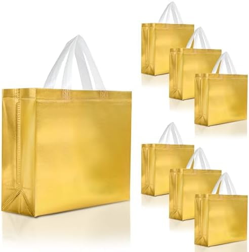 Set of 30 Gold Gift Bags in Bulk - Reusable Shiny Gold Gift Bags With ...