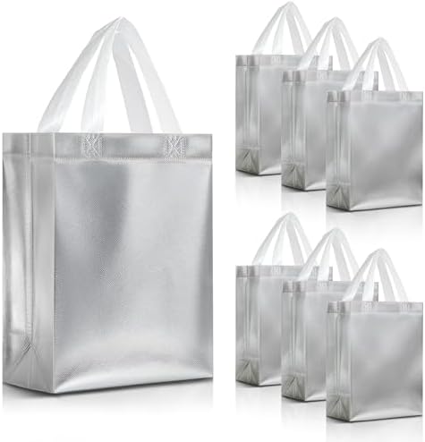 Set of 30 Silver Gift Bags in Bulk – Reusable Gift Bags Bulk Medium ...