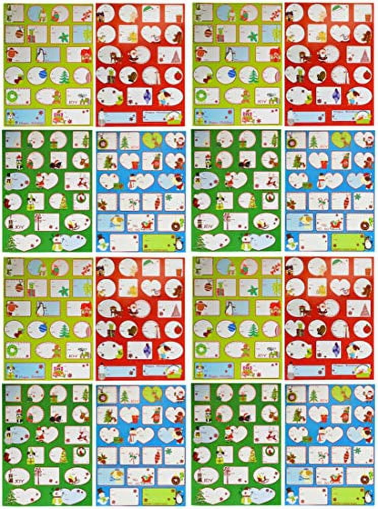 Set of 320-2"x2"-2"x4" Self-Adhesive Christmas Gift Tag Stickers - 8.5 ...