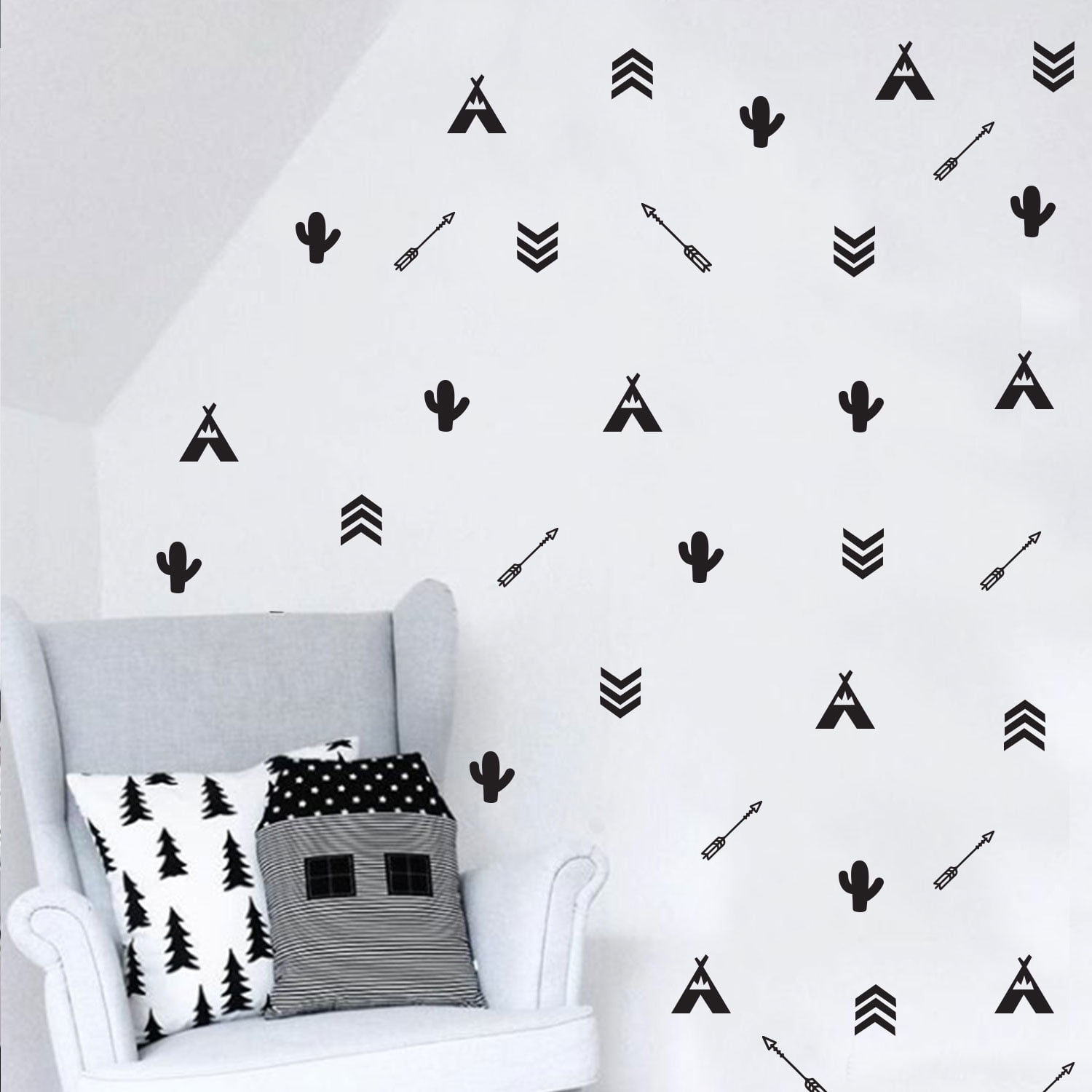 Set of 36 Tribal Wall Decals - 1.5" x 1.5" - Bedroom Wall Art Vinyl ...