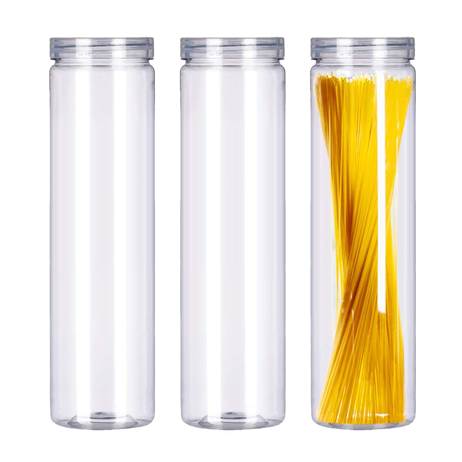 Set of 3Pcs Clear Plastic Food Storage Jar with Lid, Round Transparent ...