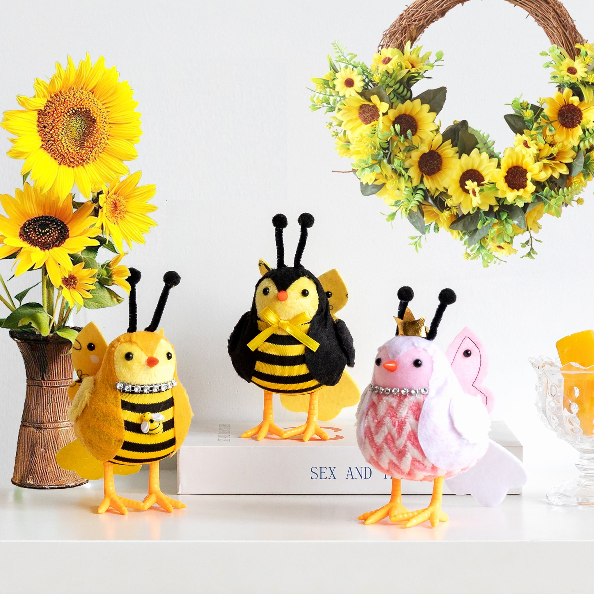 Set of 3pcs Bumble Bee Spring Birds Decorations Honey Bee Birds ...