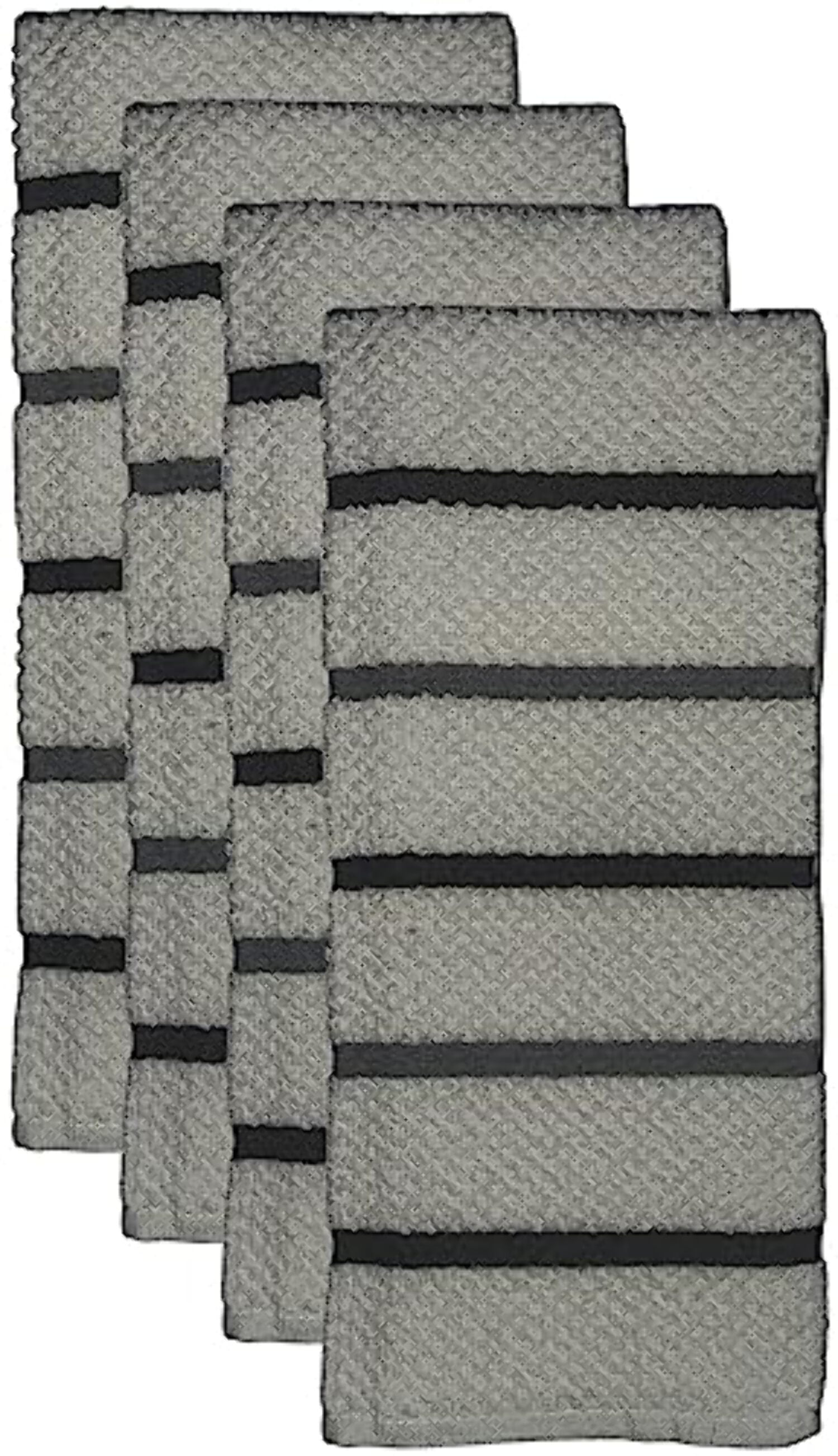 Set of 4, 100% Ringspun Cotton Terry Popcorn Weave Two Tone Check ...
