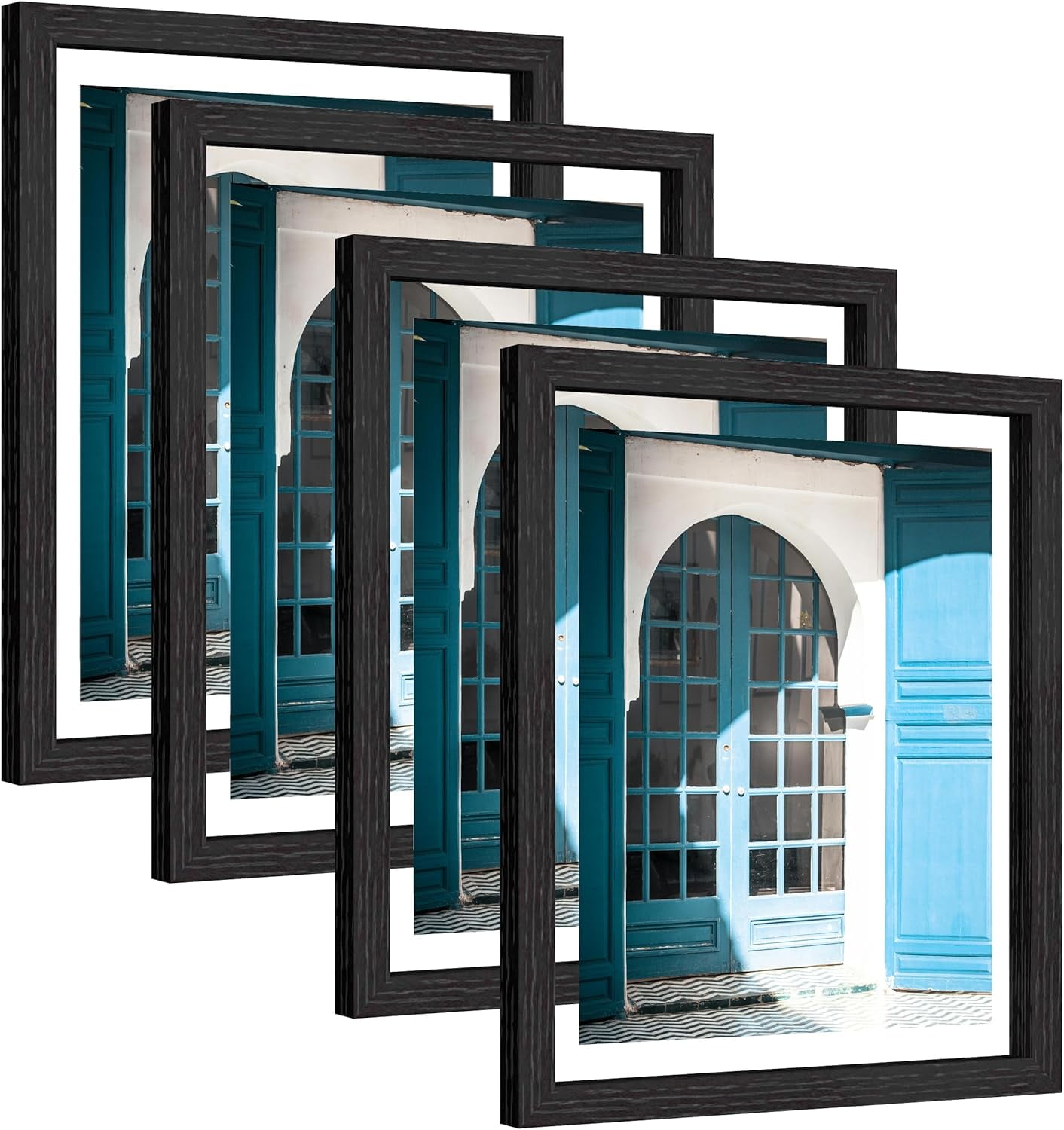 Set of 4 11x14 Floating Picture Frames with Real Double Glass for Wall ...