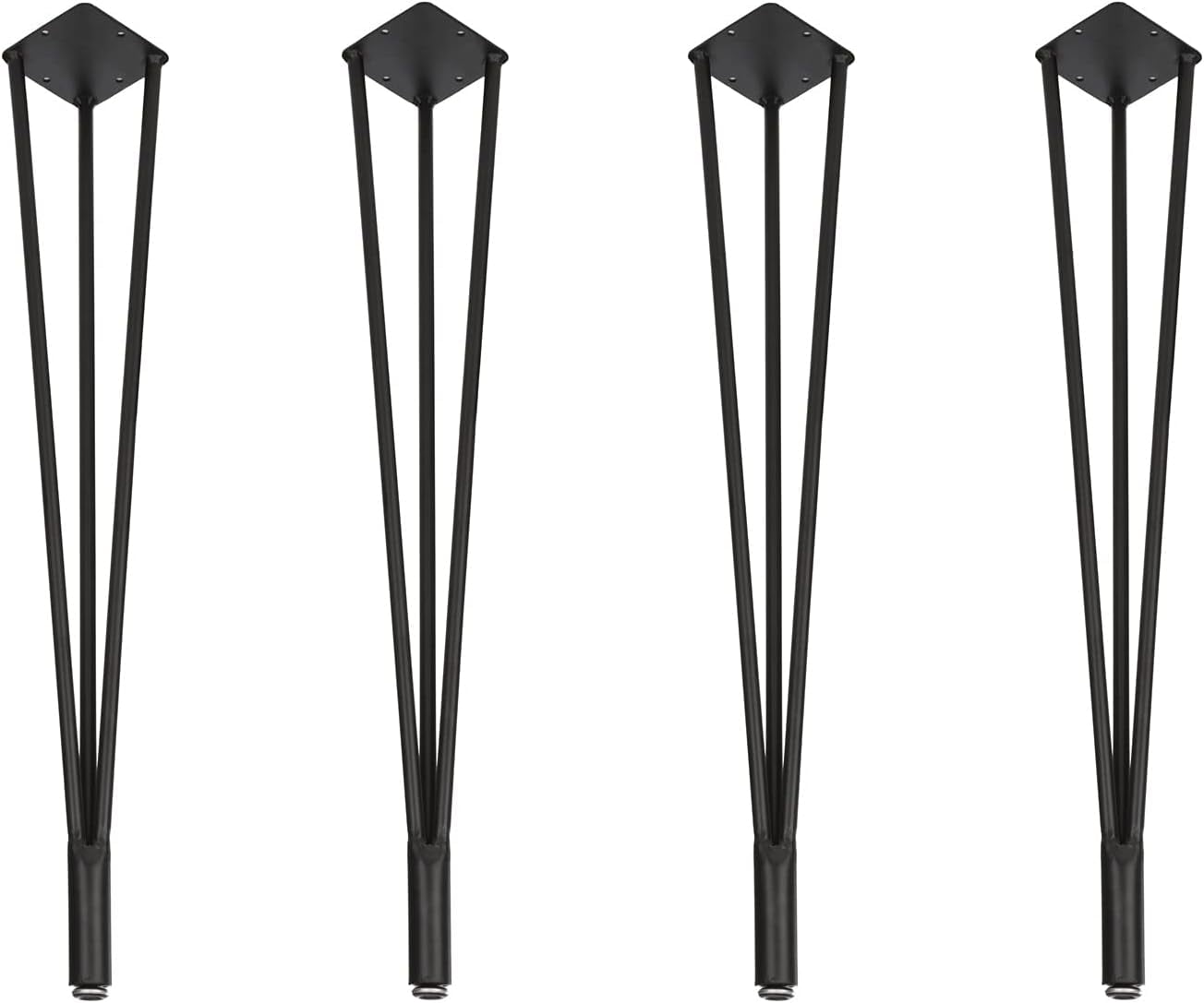 Set of 4 28-3/8 inch 3 Rods Hairpin Table legs, Heavy Duty Solid Steel ...