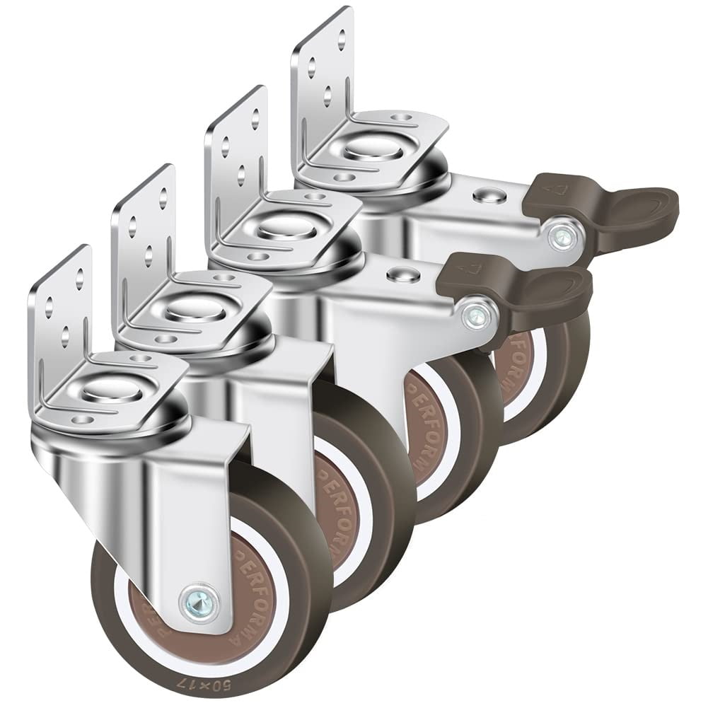 Set Of 4 50Mm Swivel Casters, 100Kg Furniture Casters, L Type Furniture ...