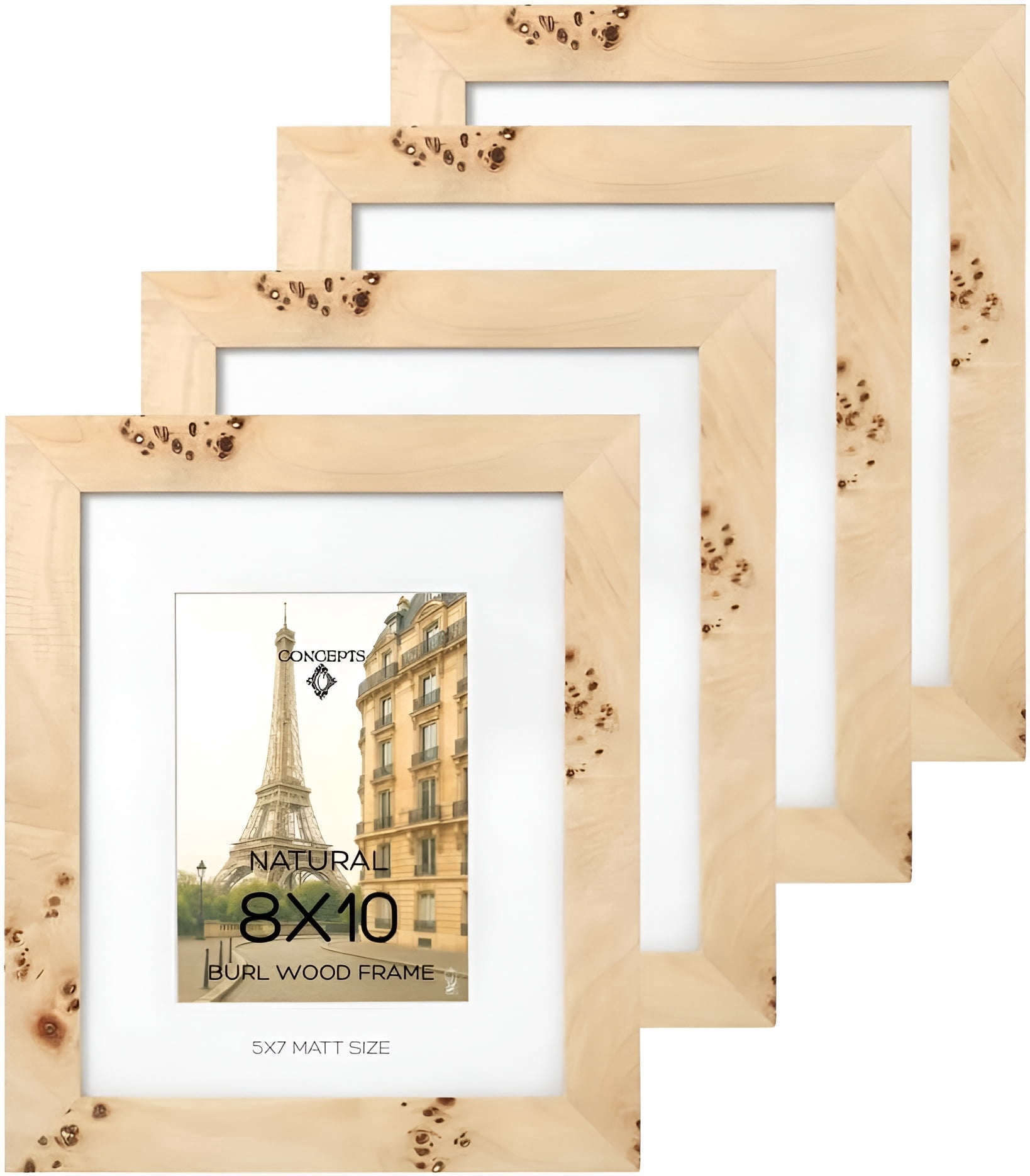 Concepts 8x10 Picture Frames, Natural Burl Wood Photo Frames, Family ...