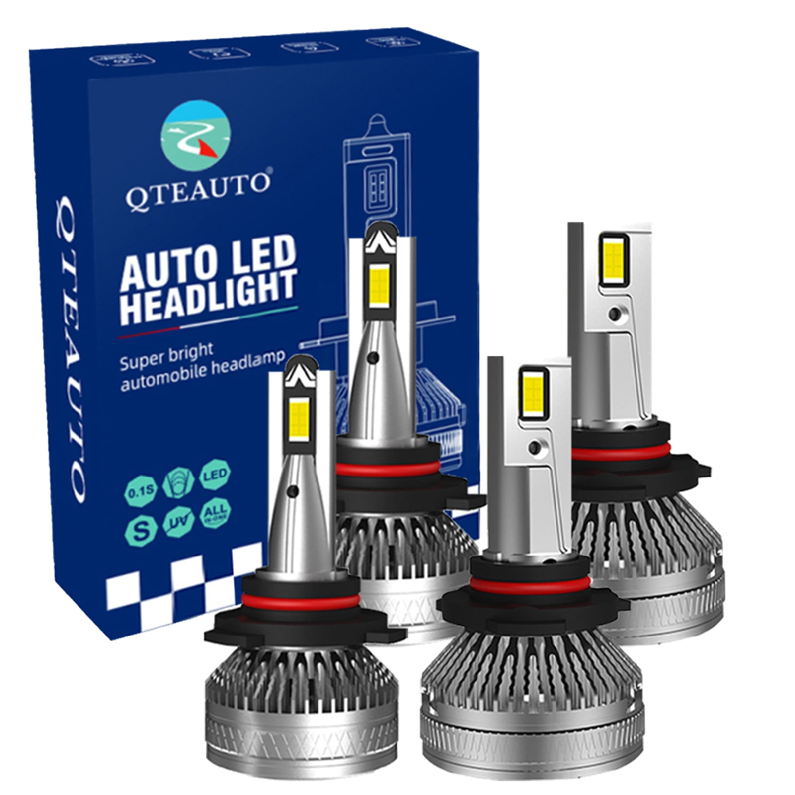 Set of 4 9005/HB3/H10 9006/HB4 LED Bulb Super Bright High Beam Low Beam ...