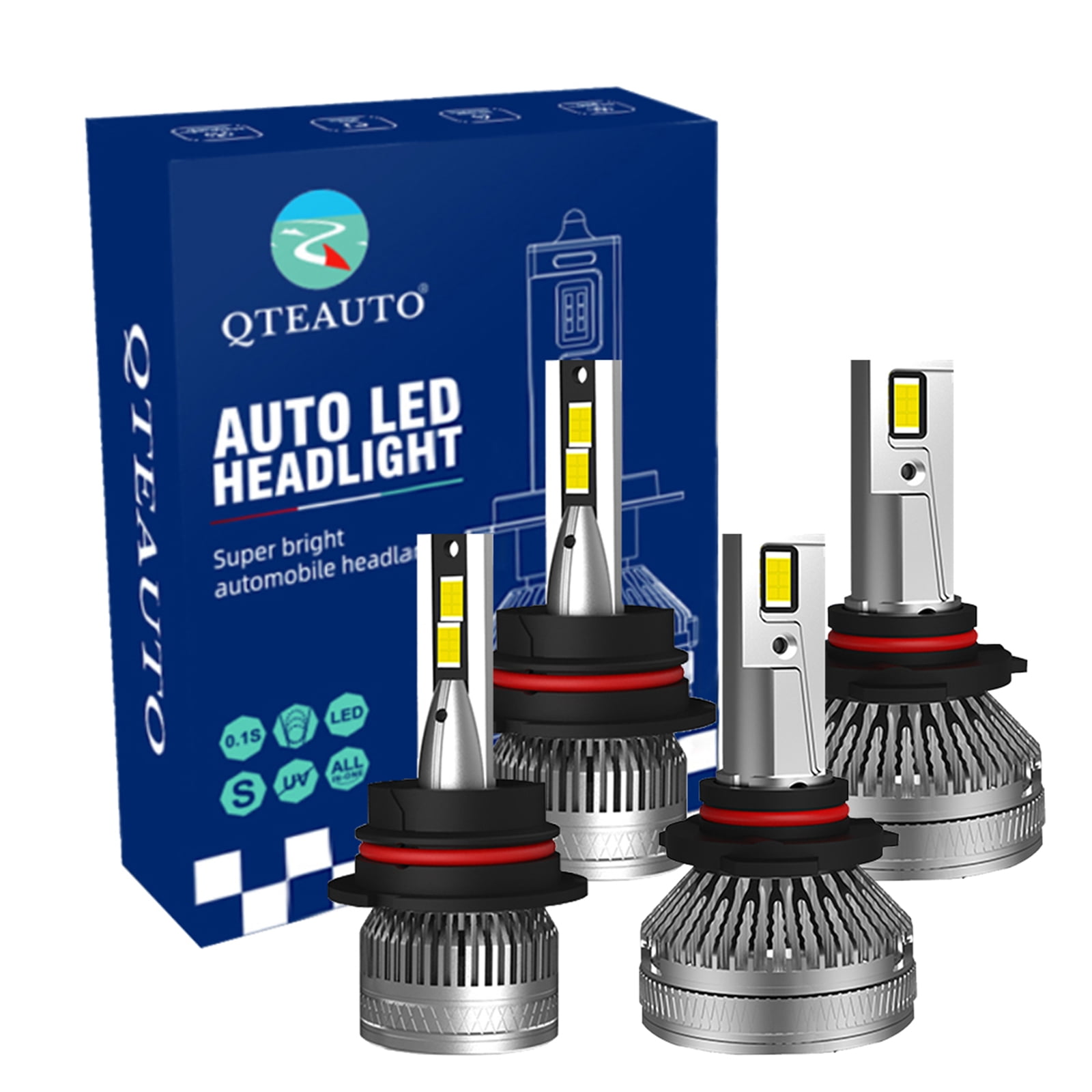 Set of 4 9007/HB5 9006/HB4 LED High Beam Low Beam Fog Light, Voltage ...