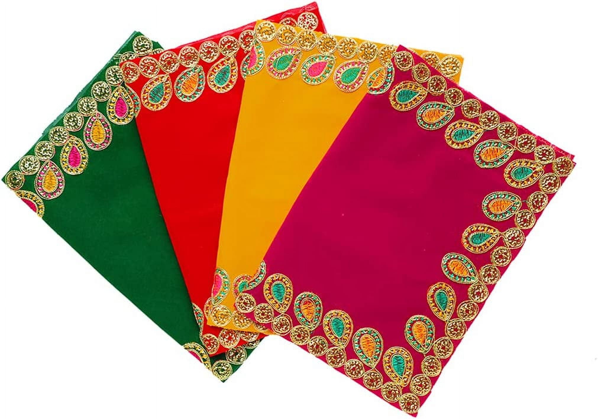 Set of 4 Aaasan Pooja Mat Aasan Puja Aasan Decorative Cloth for Pooja ...