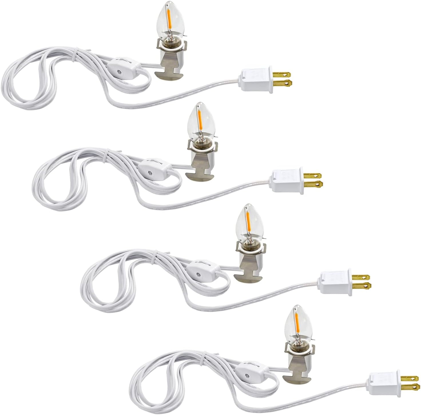 Set of 4 Accessory Cord with One Led Light Bulb 6Ft Blow Mold Light ...