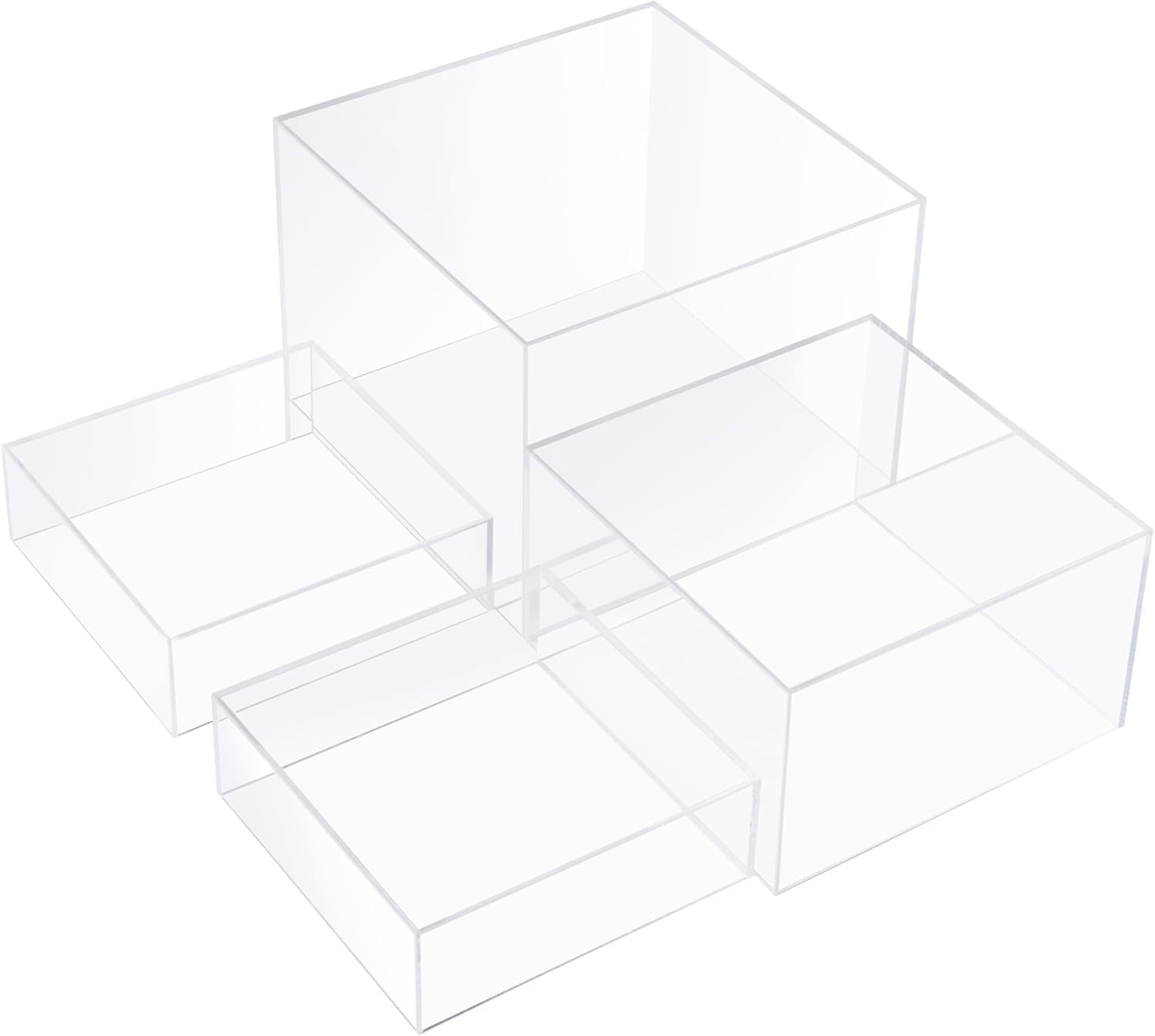 Set of 4 Acrylic Cube Display Box Risers Food Buffet Riser For Table ...