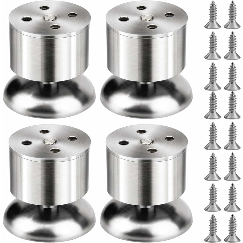 Set of 4 Adjustable Stainless Steel Kitchen Furniture Legs with Screws ...