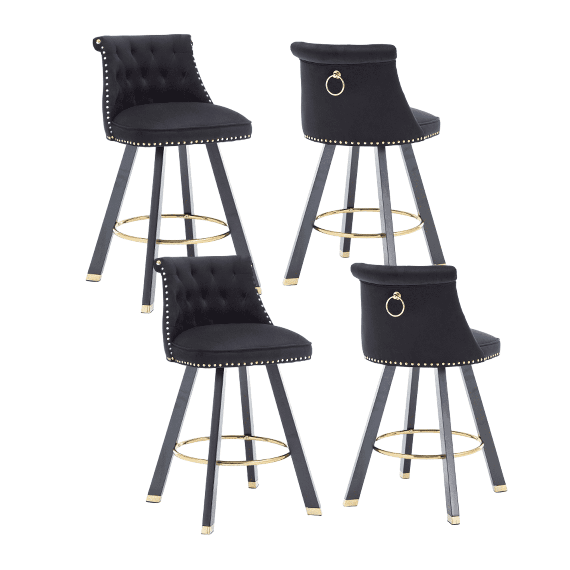 Set of 4 Back Pull Point Design, Velvet Material, 360 Degree Rotation ...