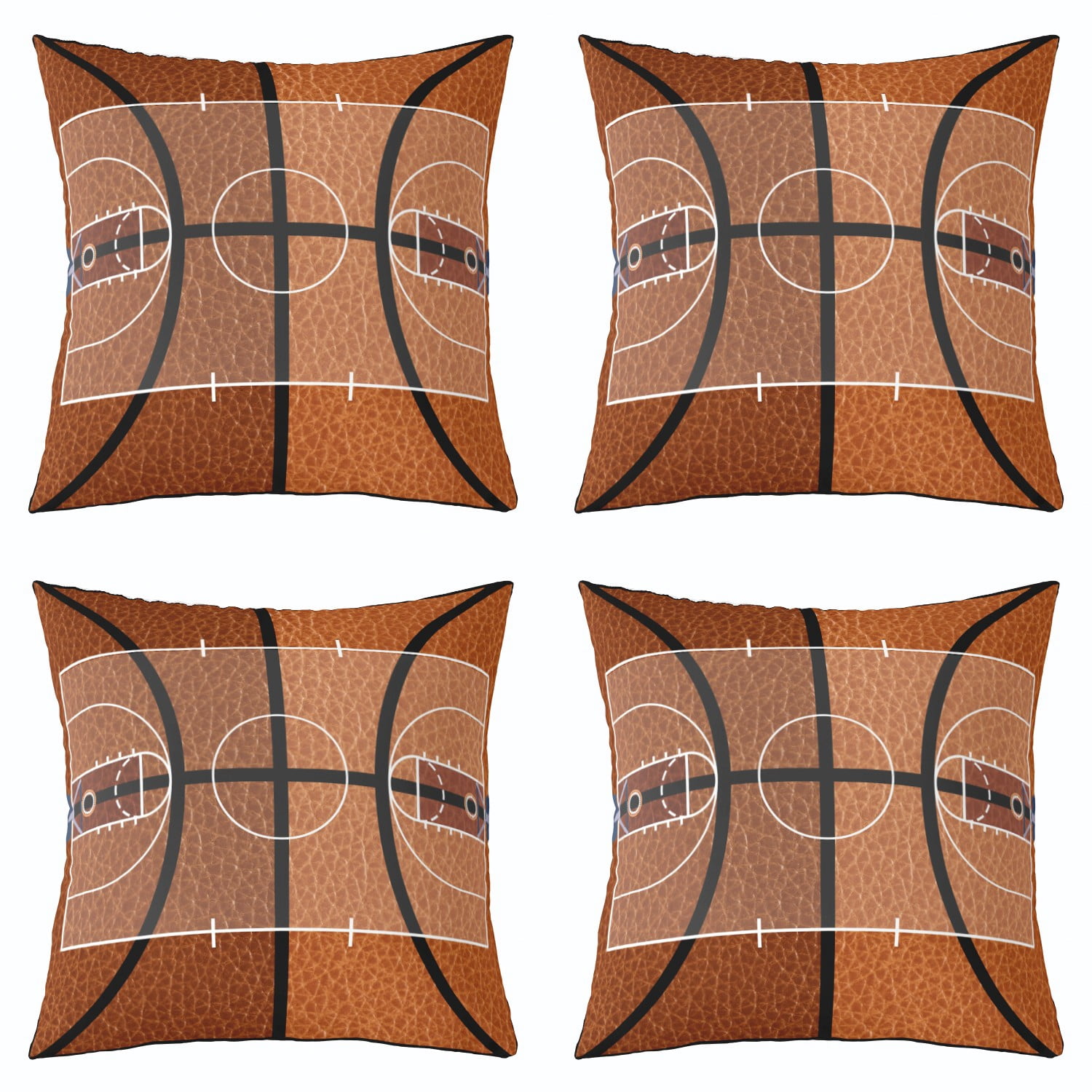 Set of 4 Basketball Throw Pillow Covers 18X18,Basketball Court Pillow ...