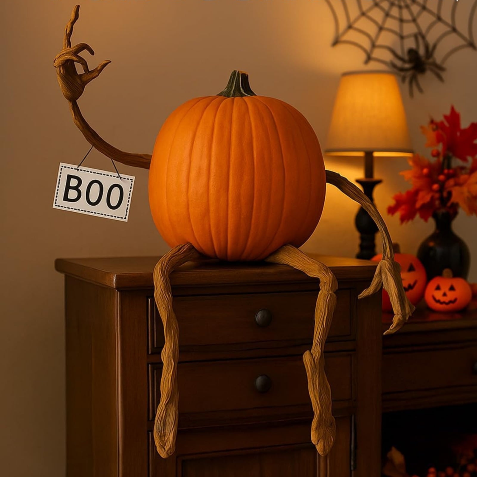 Set of 4 Bendable Pumpkin Arms and Legs, Halloween Decorations Outdoor ...