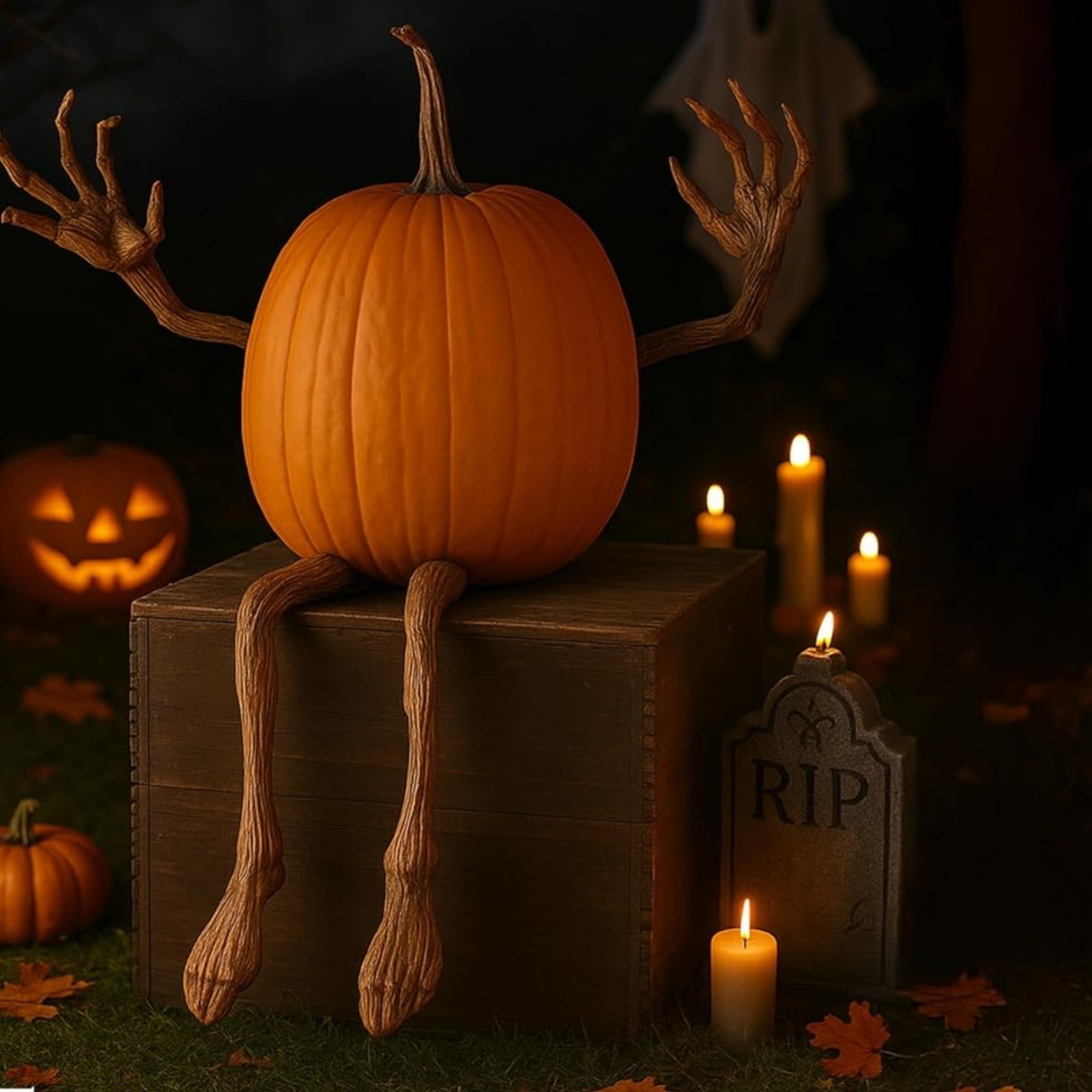 Set of 4 Bendable Pumpkin Arms and Legs | Halloween Decorations Outdoor ...