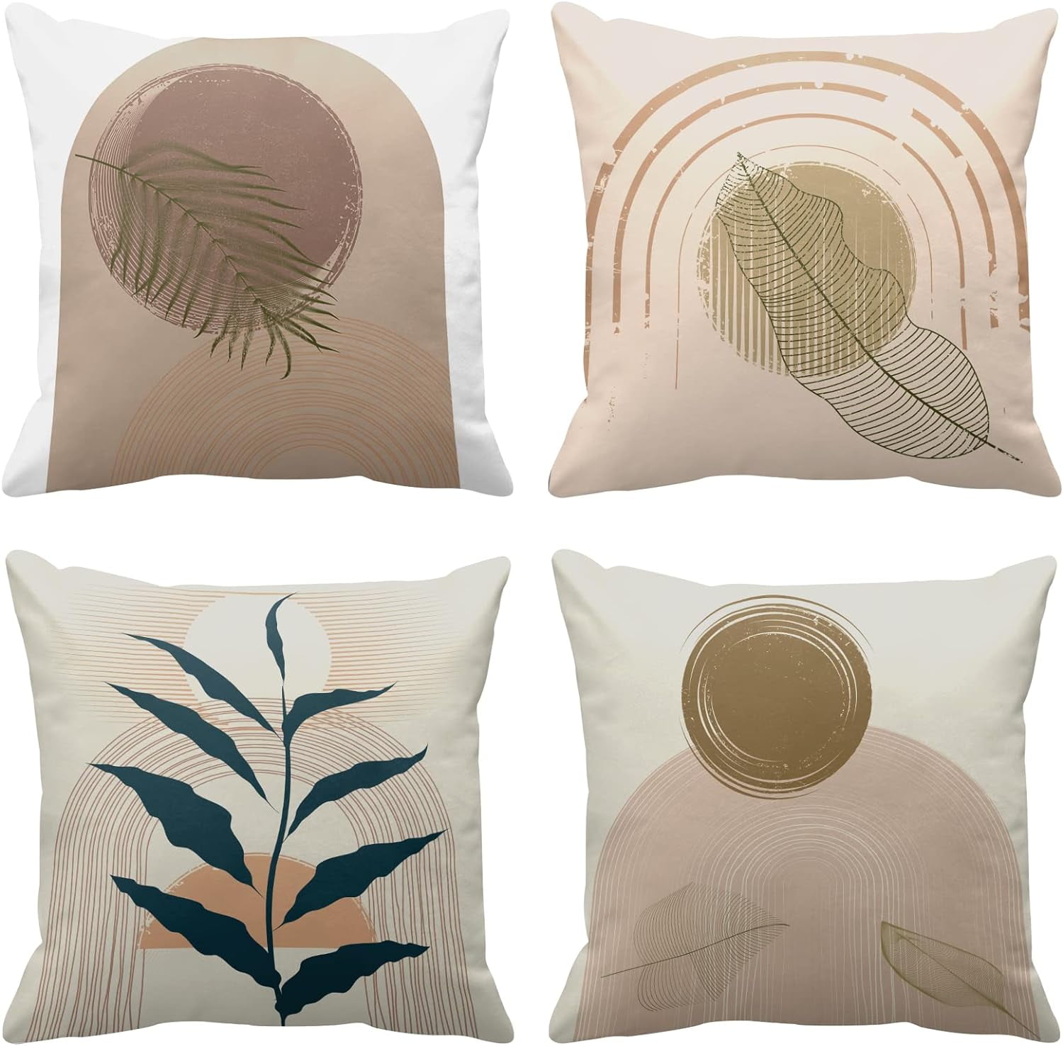 Set of 4 Boho Mid Century Throw Pillow Covers 18x18 Inches Window and ...
