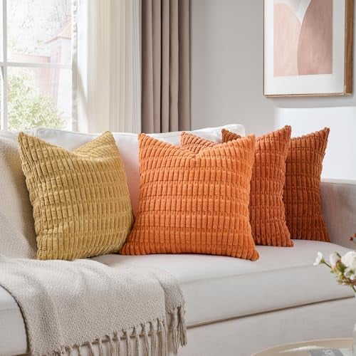 Set of 4 Burnt Orange Fall Boho Decorative Throw Pillow Covers 28x28 ...