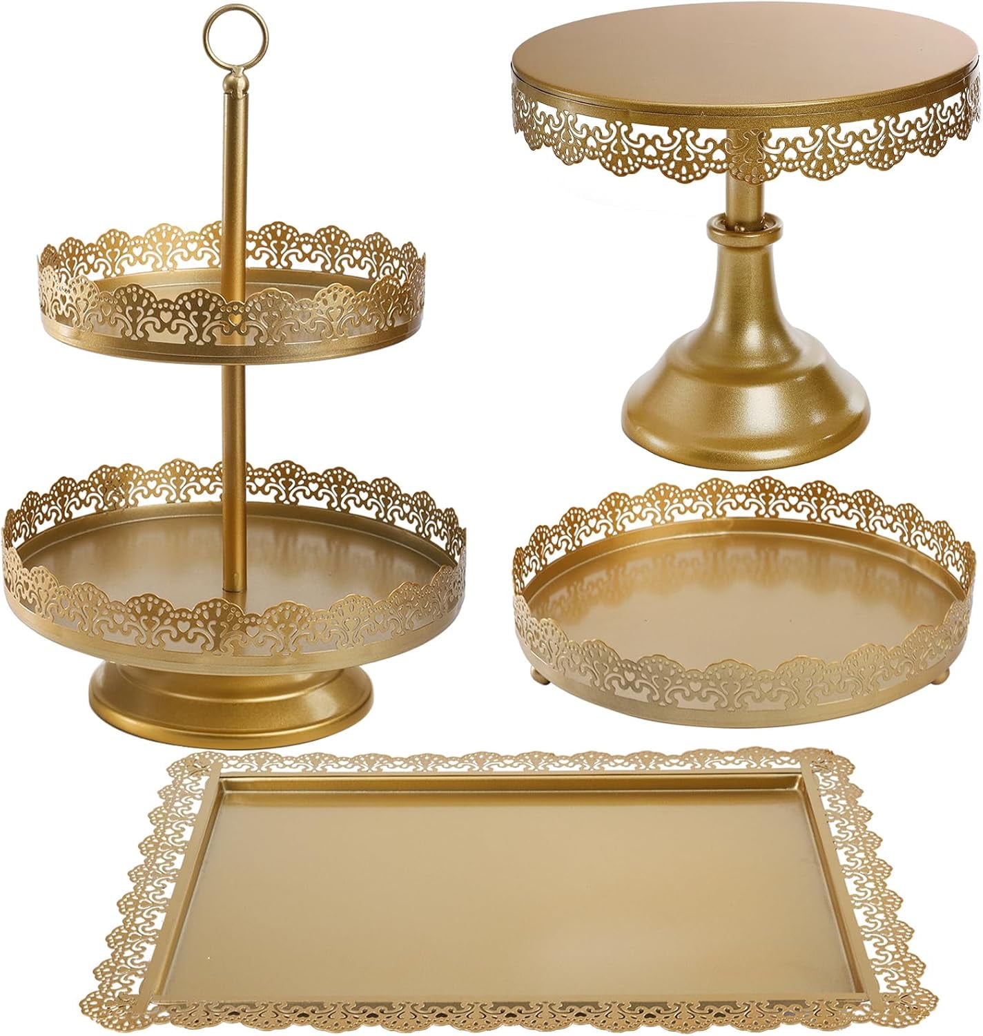 Set of 4 Cake Stands, Metal Cupcake Holder Tiered Dessert Serving Tower ...