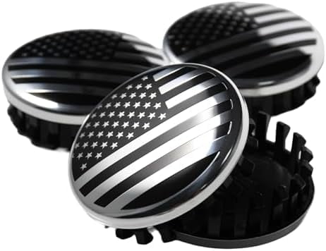 (Set of 4) for Chevrolet 3 1/4 inches=83mm Blackout American USA Flag ...