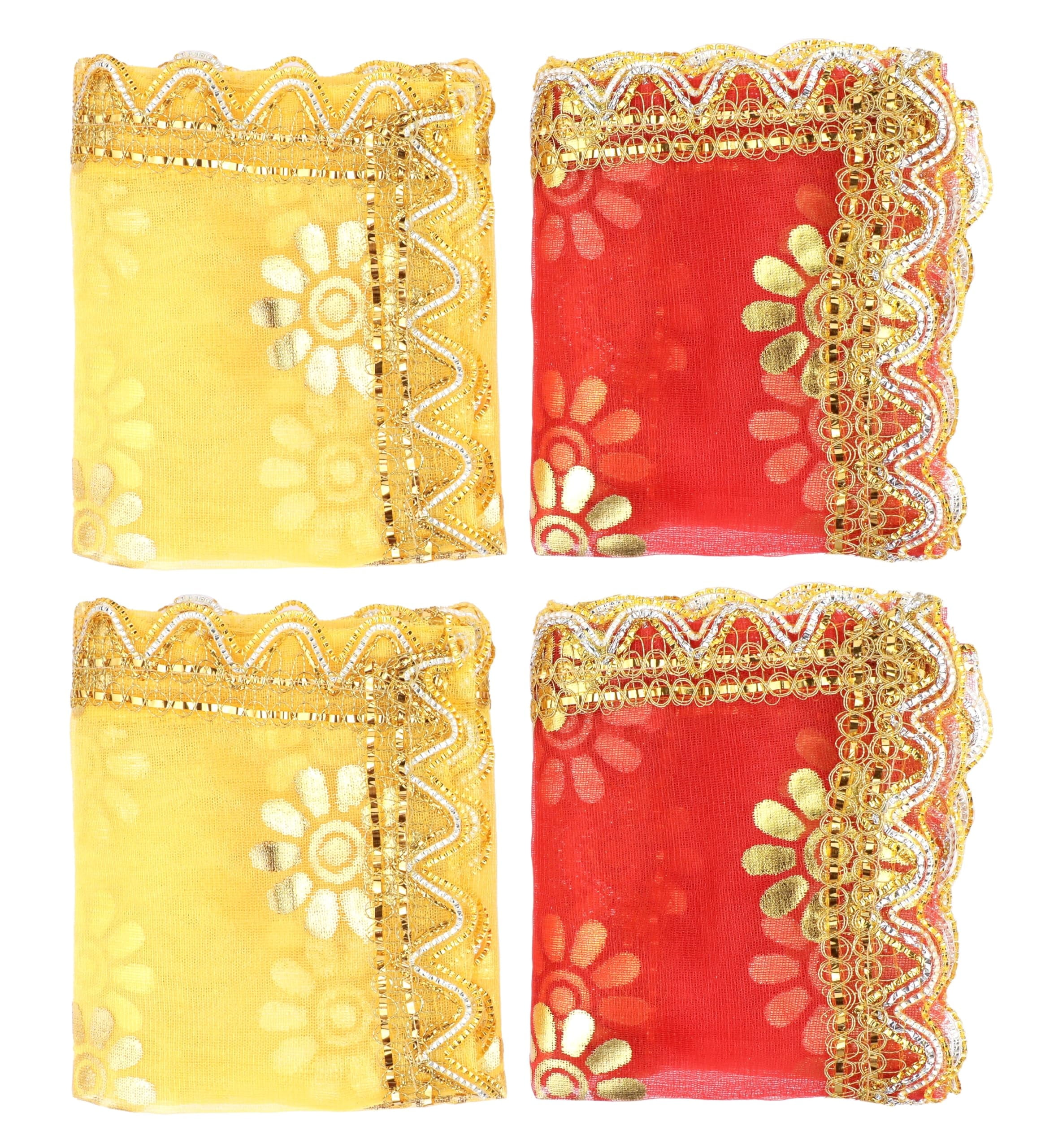 Set of 4 Chunari Decorative Silk Cloth Puja Chunni Chunar (Size :- 20 ...