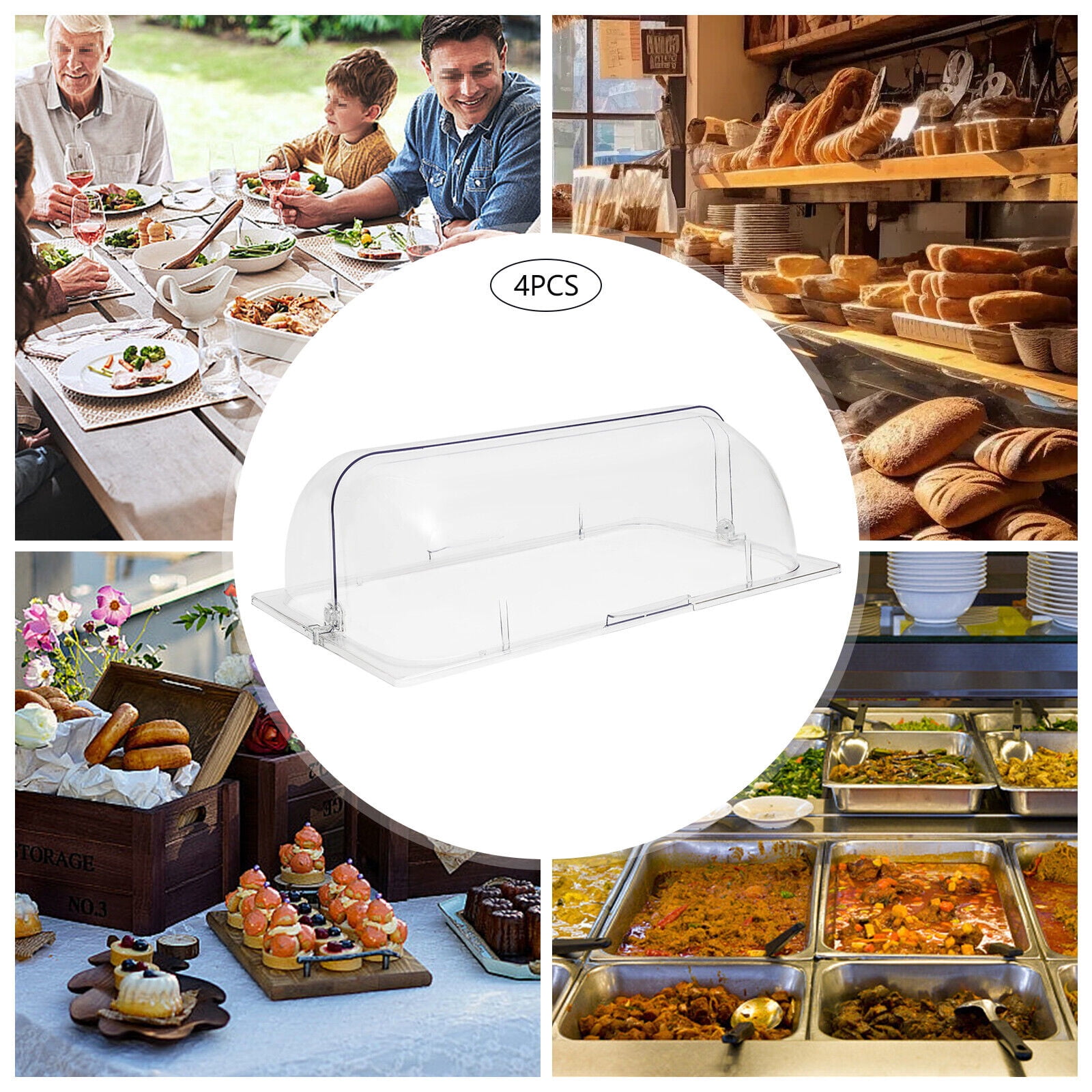 4 Pec High-Transparency PC Flip Shafts Clear Roll-top Covers Food ...
