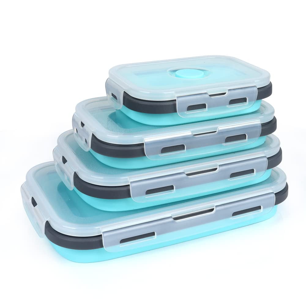 Set of 4 Collapsible Foldable Silicone Food Storage Containers,Ktichen ...