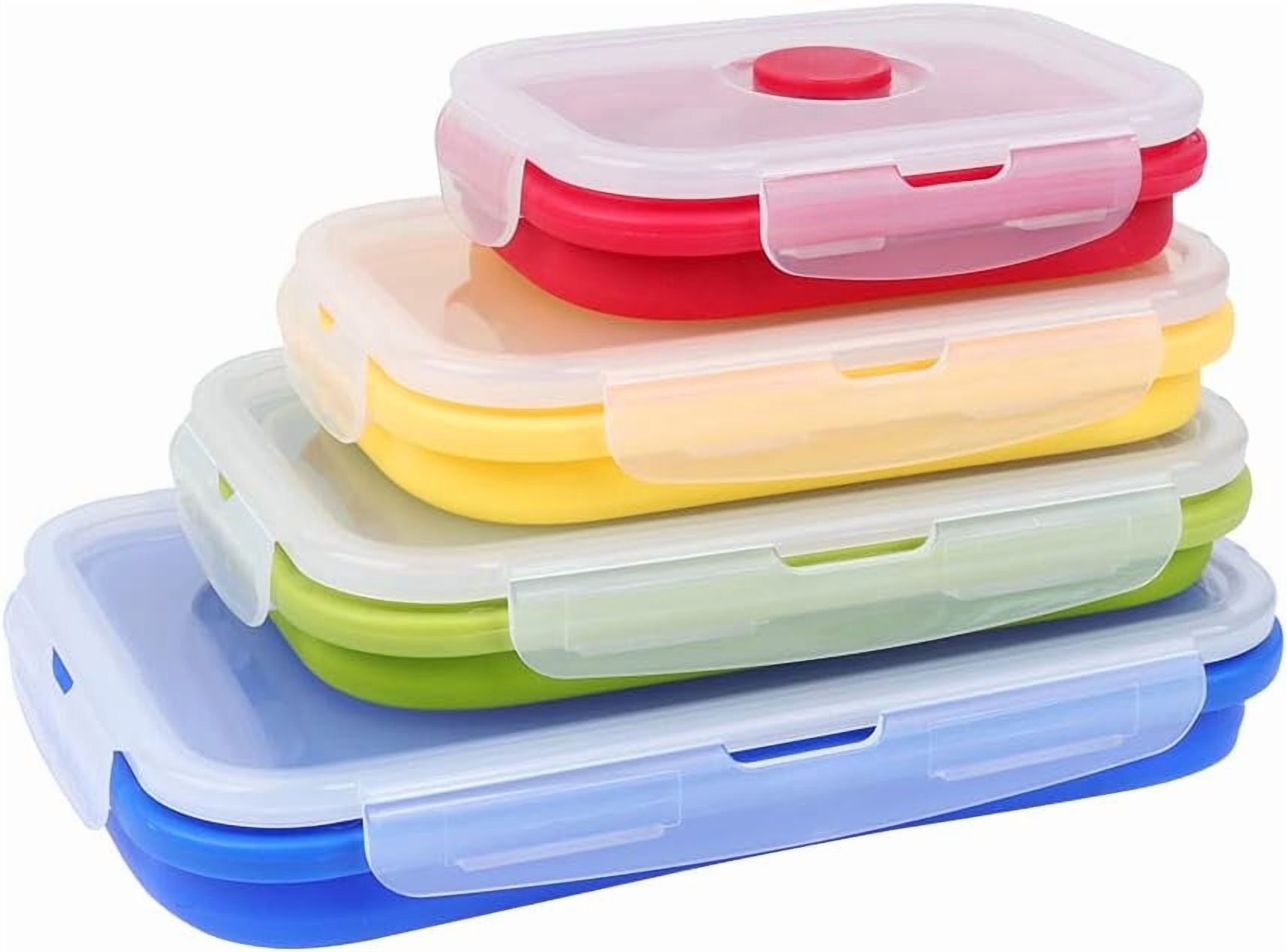 Set of 4 Collapsible Foldable Silicone Food Storage Containers,Ktichen ...