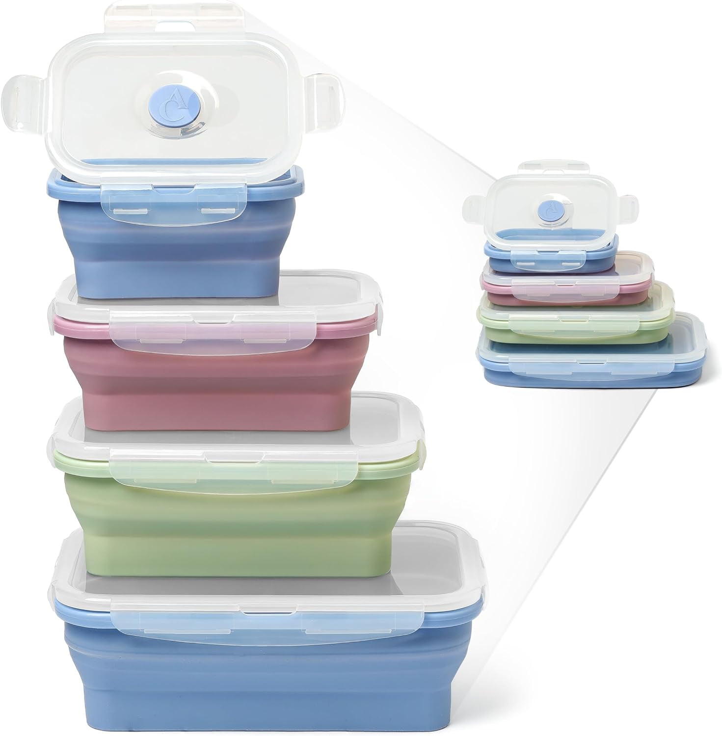 Set of 4 Collapsible Food Storage Containers - Space Saving Food ...