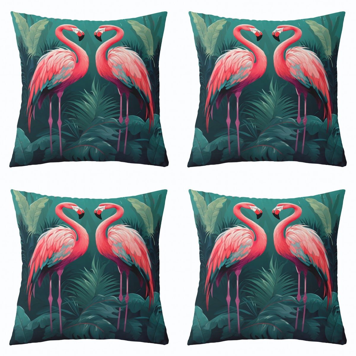 Set of 4 Couple Flamingo Cushion Covers For Adults Men Women,Pink Bird ...