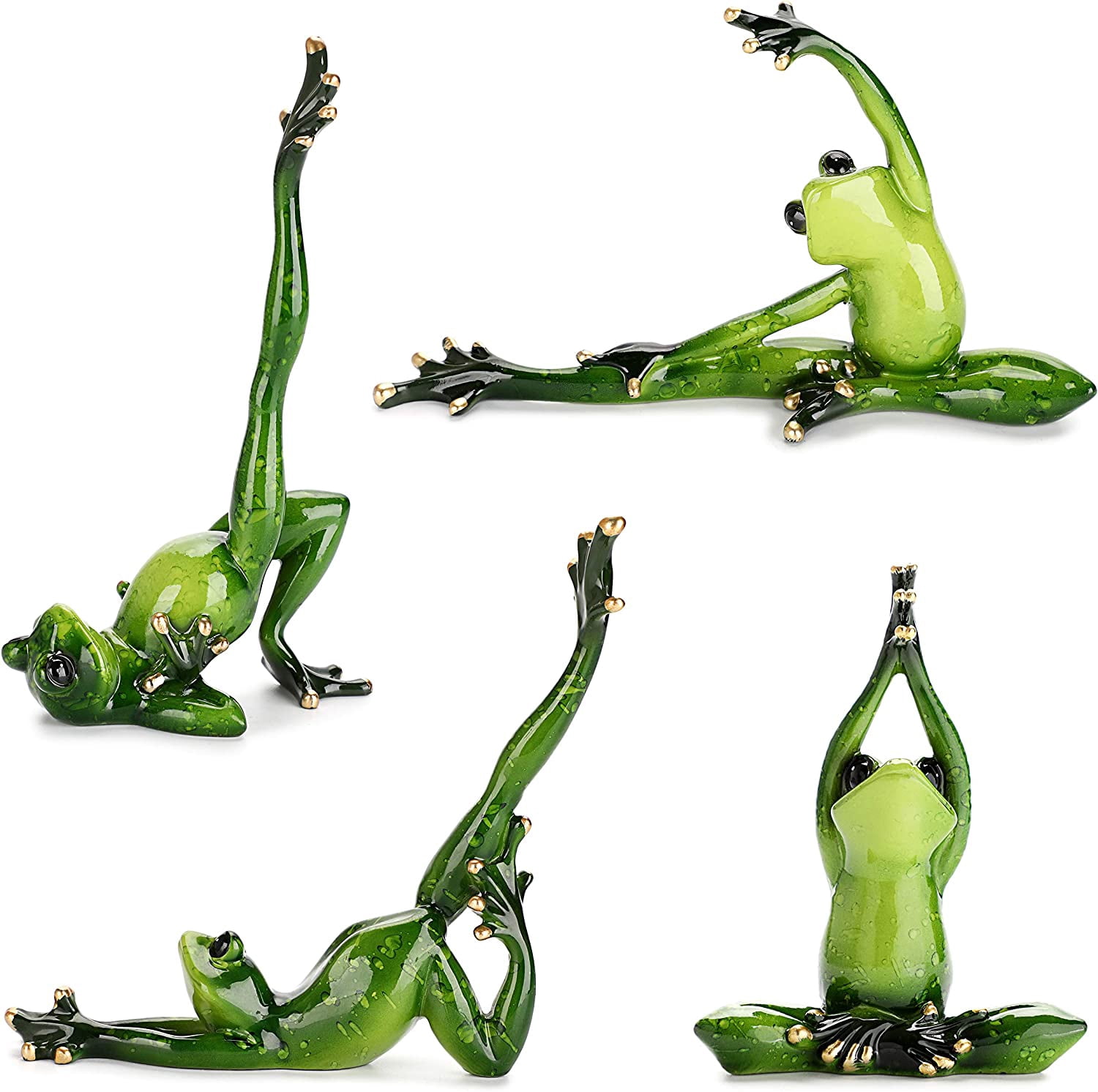Set of 4 Creative Resin Yoga Frogs Figurine Decor, 4 Different Yoga ...