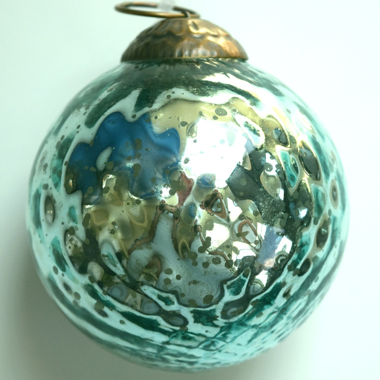 Set of 4 Crystal Blue Mercury Glass Ornaments (3.15 Inch Antique ...