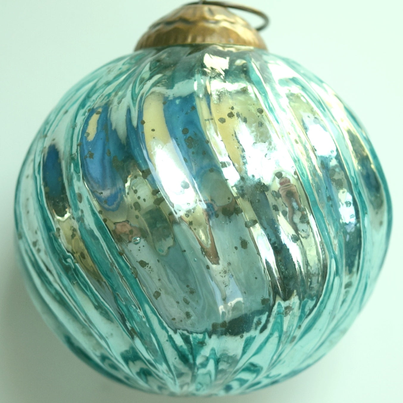 Set of 4 Crystal Blue Mercury Glass Ornaments (3.15 Inch Classic Twist ...