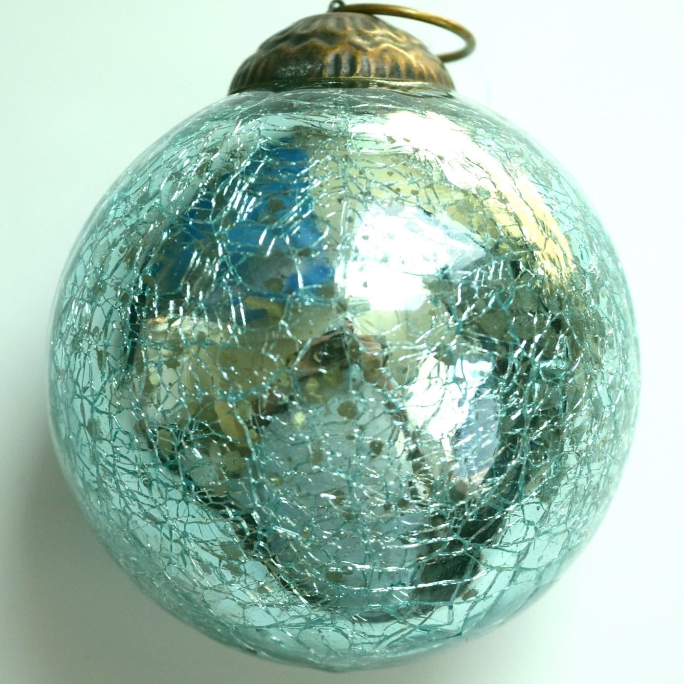 Set of 4 Crystal Light Blue Mercury Glass Ornaments (3.15 Inch Vintage ...