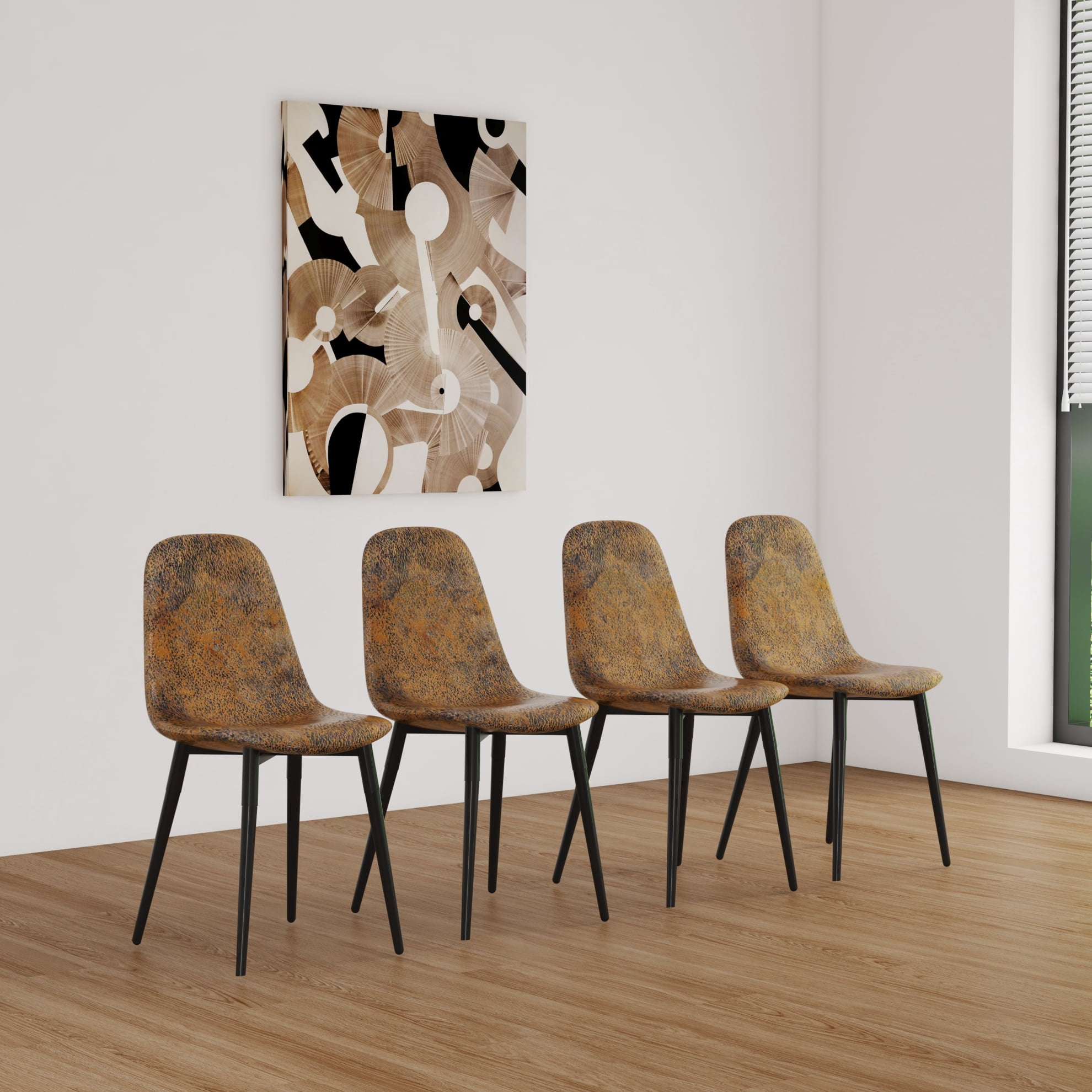 Set of 4 Dining Chairs with Spoon Shaped Seat, Modern Upholstered Side ...