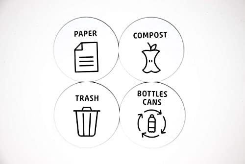 Set of 4 Disposal Signs | Trash - Paper - Compost - Bottles & Cans - 1 ...