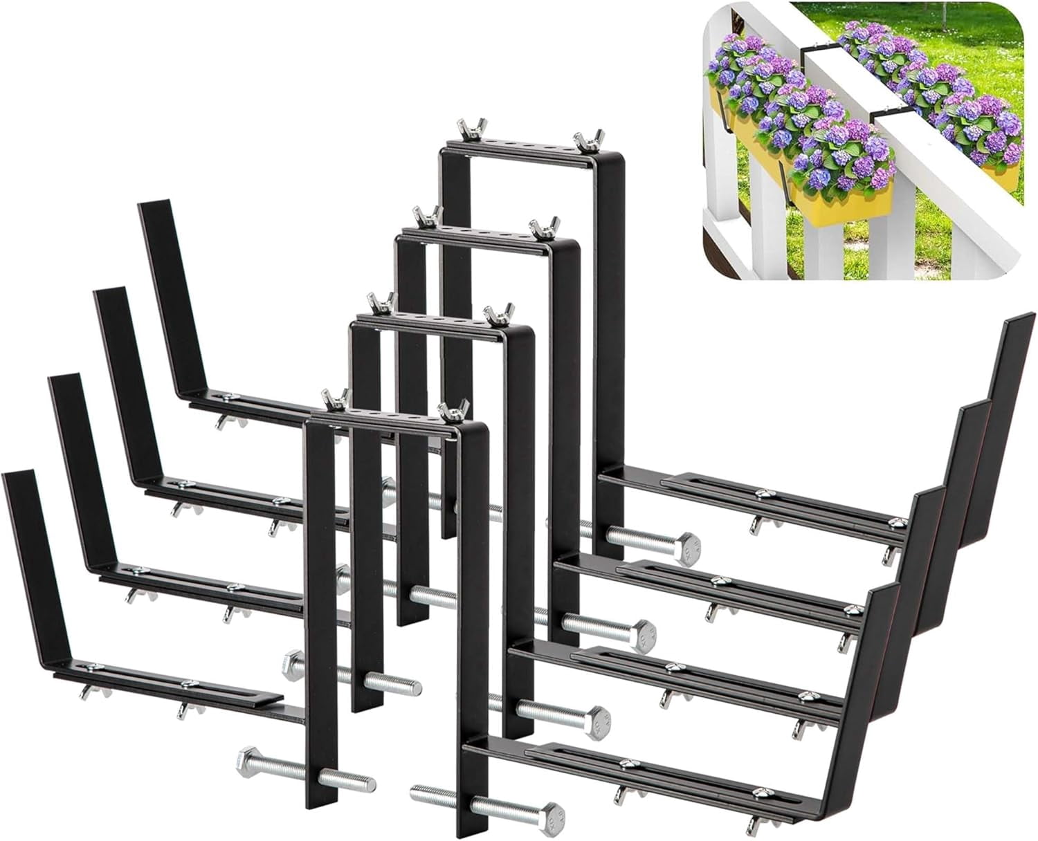 Set of 4 Double Sided Planter Box Brackets-Adjustable Window Boxes ...