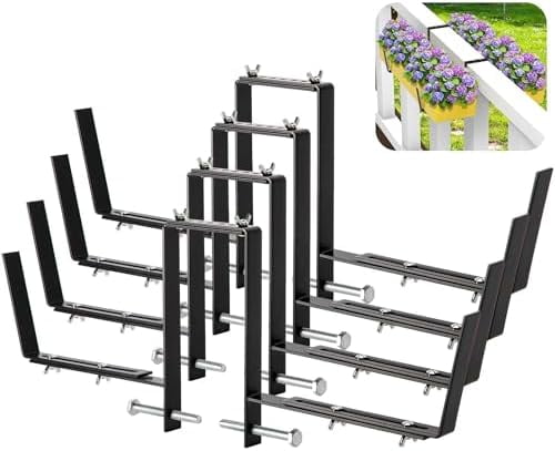 Set of 4 Double Sided Planter Box Brackets-Adjustable Window Boxes ...