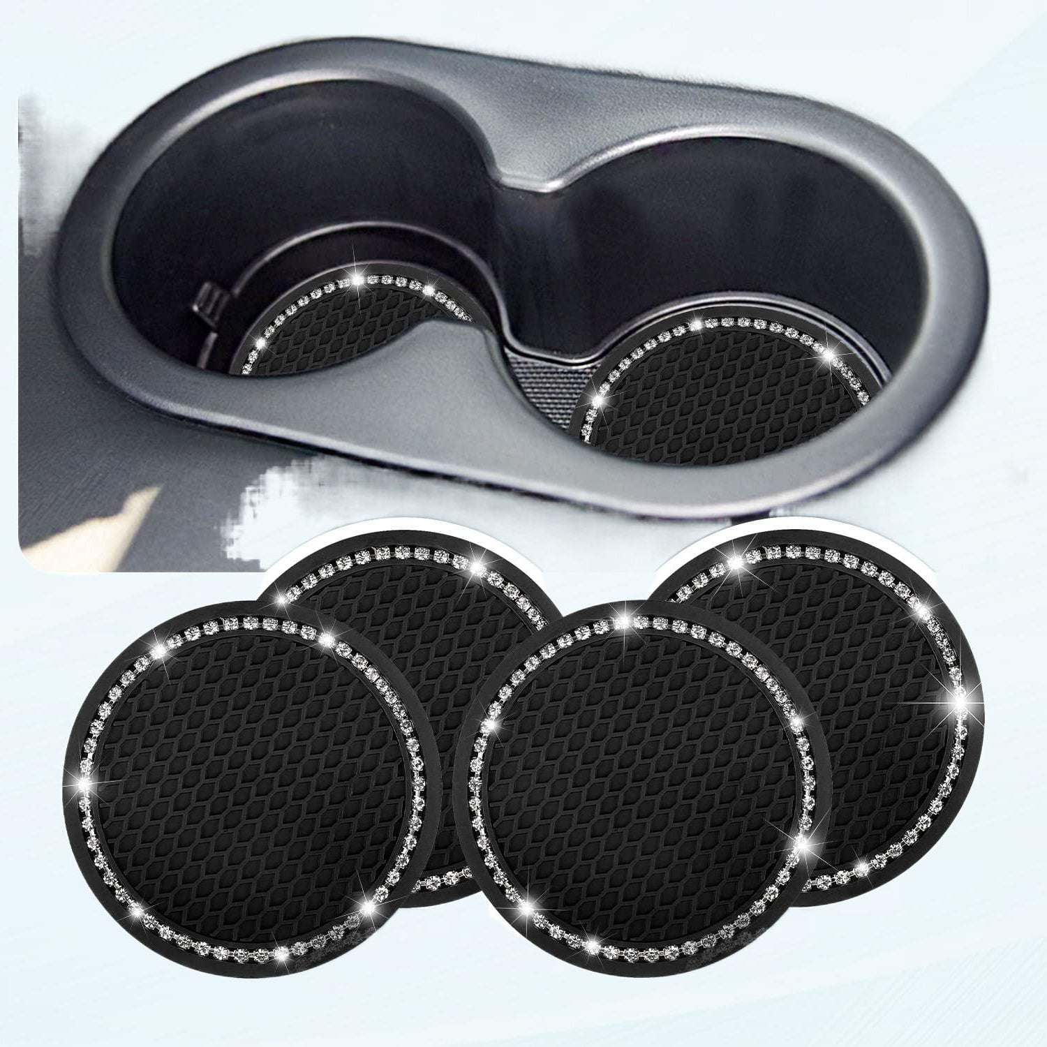 Set of 4 Elegant Rhinestone Coasters Coasters with Anti-Slip Honeycomb ...