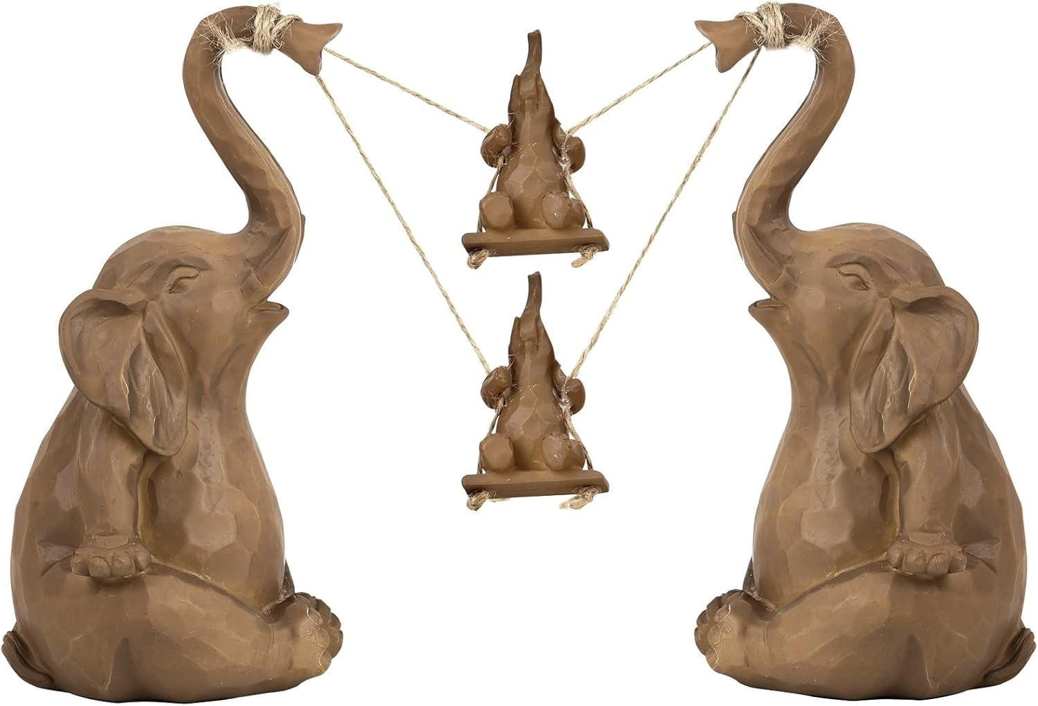 Set of 4 Elephant Statues: 2 Large & 2 Small Figurines - Symbolizing ...