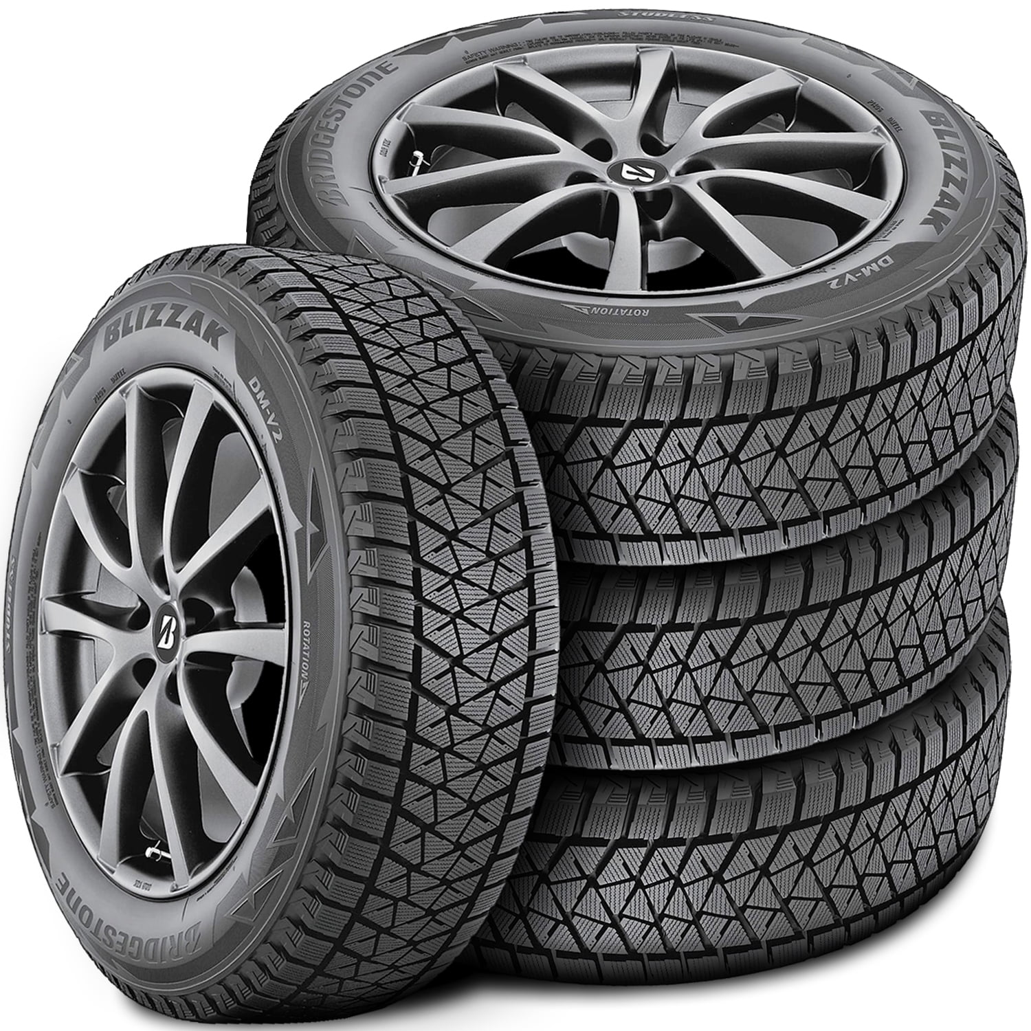 Set of 4 (FOUR) Bridgestone Blizzak DM-V2 275/55R20 117T XL (Studless) Snow Winter Tires Fits ...