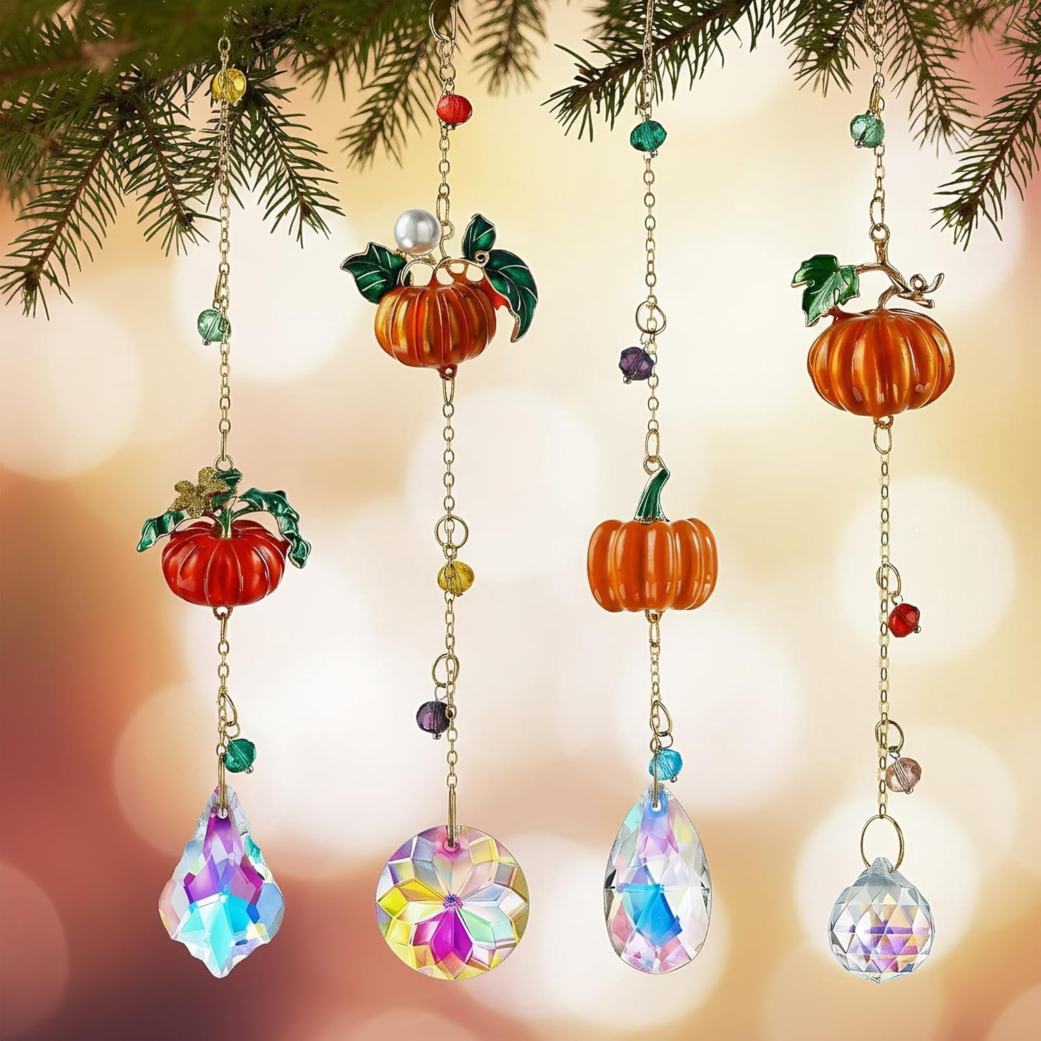 Set 4 Fall Pumpkin Suncatchers Sun Catchers Indoor Window Thanksgiving ...