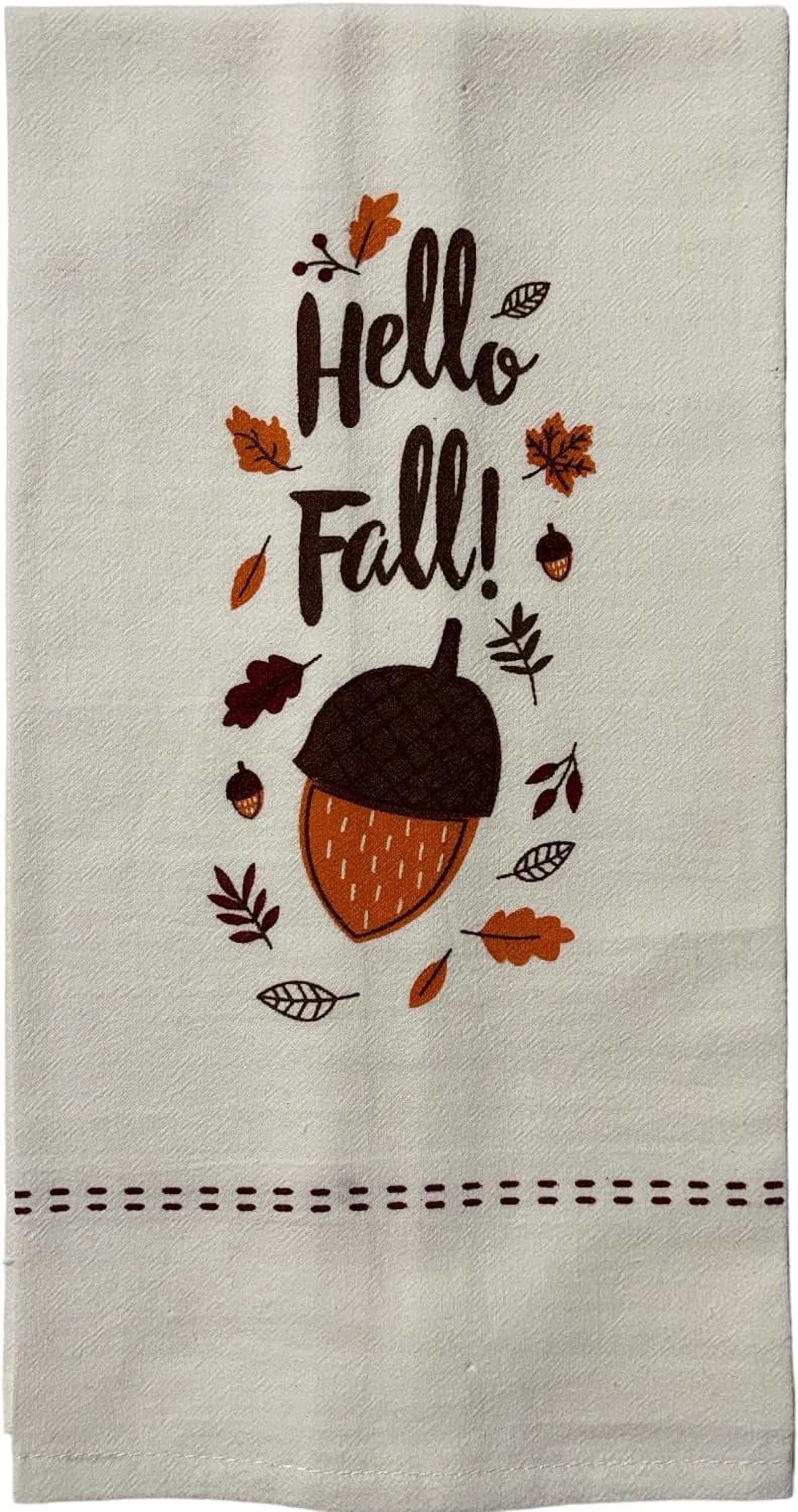 Set of 4, Flour Sack Kitchen Towels Hello Fall!, Pumpkin Spice is My ...